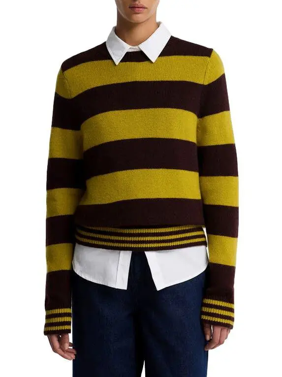 Barbour Woodhouse Striped Wool & Cashmere Crewneck Sweater - Fig Multi