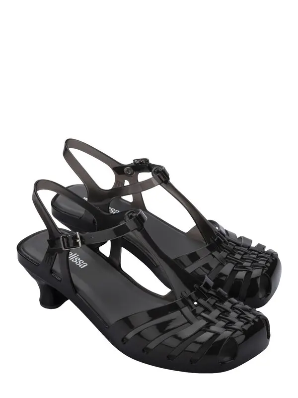 Melissa Vixen Slingback Kitten Heel Sandal - Clear Black
