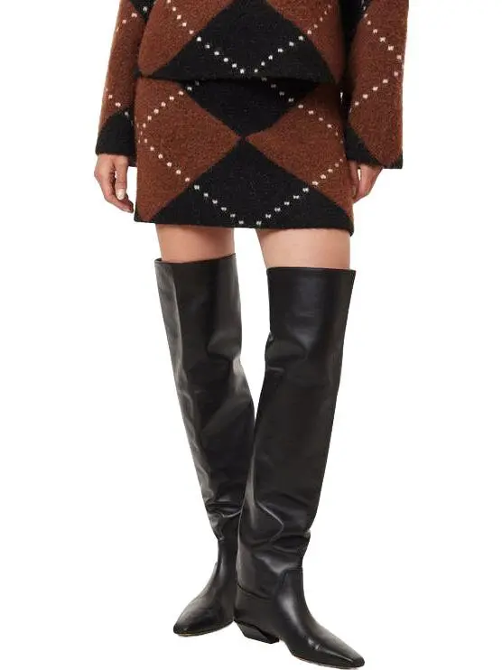 Habitual Argyle Knit Miniskirt - Brownblack