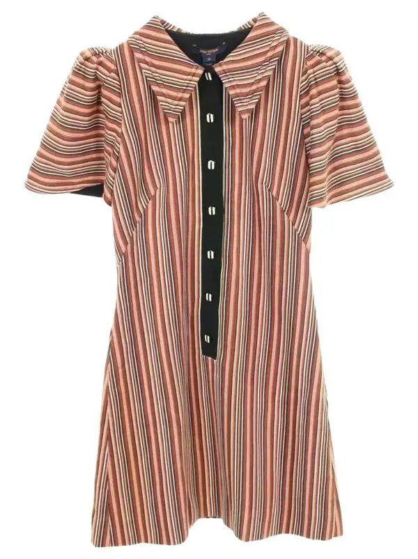 LOUIS VUITTON 2010s Striped Short-sleeve Mini Dress - Orange