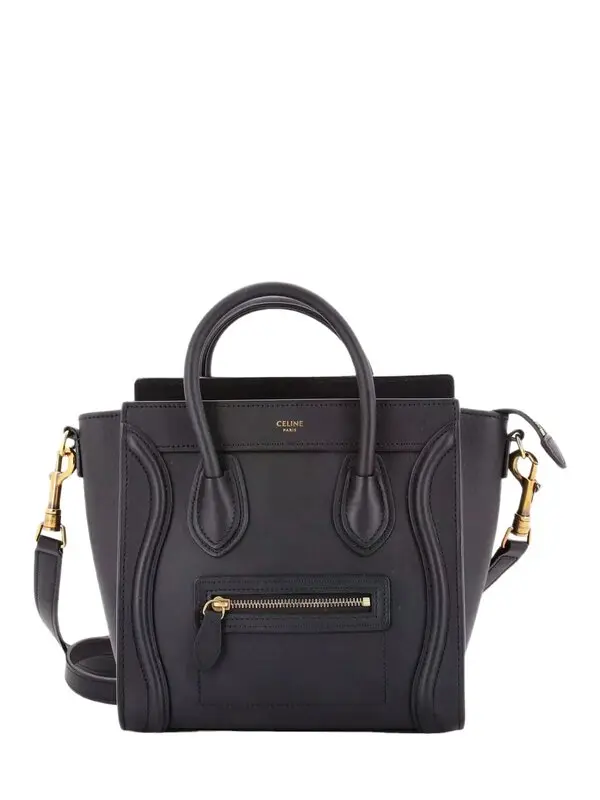 Celine Luggage Bag Smooth Leather Nano Crossbody Bag - Black