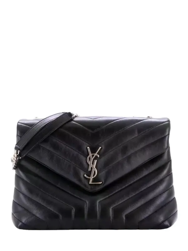 Saint Laurent Loulou Matelasse Chevron Leather Medium Shoulder Bag - Black