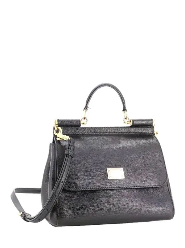 Dolce & Gabbana Miss Sicily Leather Large Shoulder Bag - Black