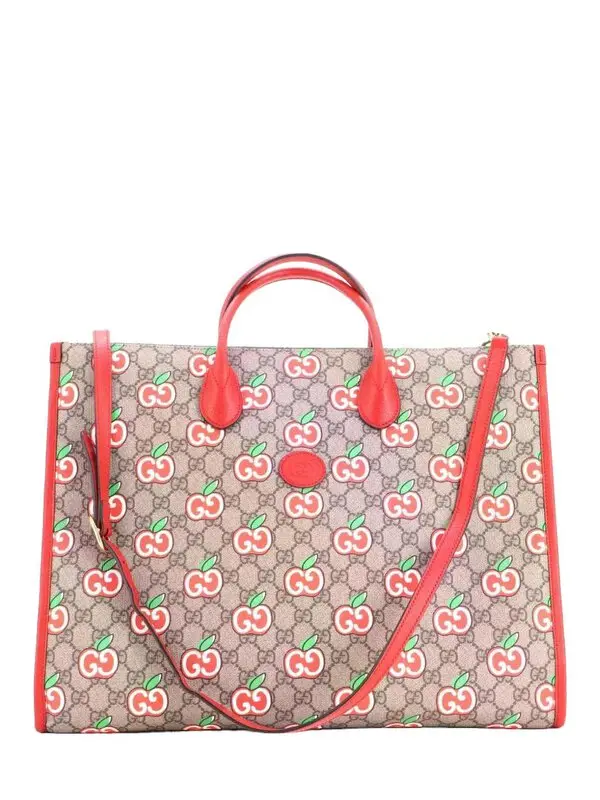 Gucci Convertible Open Apple Gg Coated Canvas Large Tote Bag - Multicolour