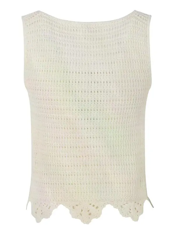 Chloé Sleeveless Cropped Top In Crochet Knit - Neutrals