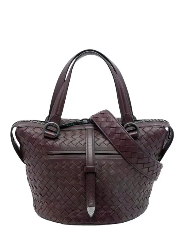 Bottega Veneta Woven Nappa Leather Tambura Satchel - Red