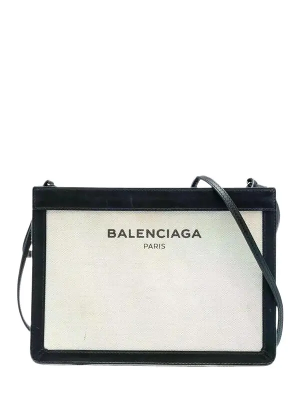 Balenciaga Canvas Navy Pochette Crossbody Bag - Neutrals