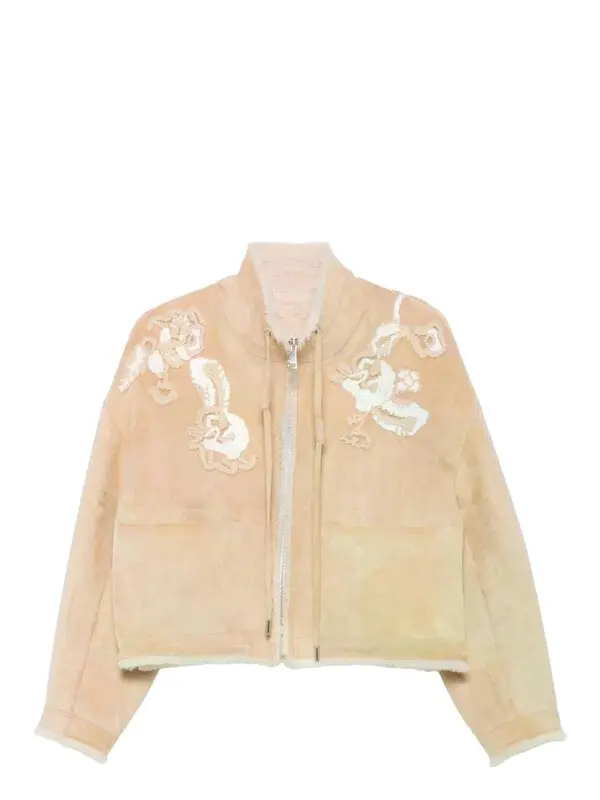 ERMANNO FIRENZE Embroidered Zip-up Jacket - Neutrals