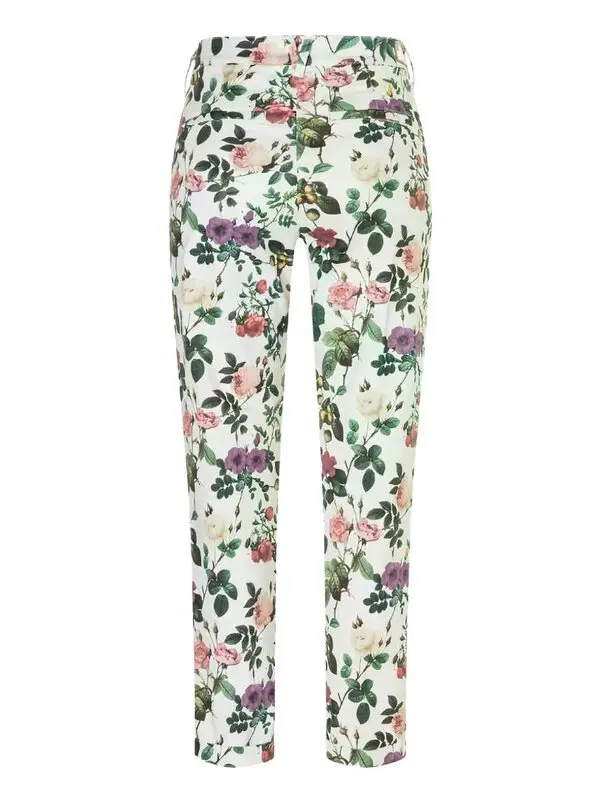 Mac Jeans Floral Print Tapered Leg Trousers - White