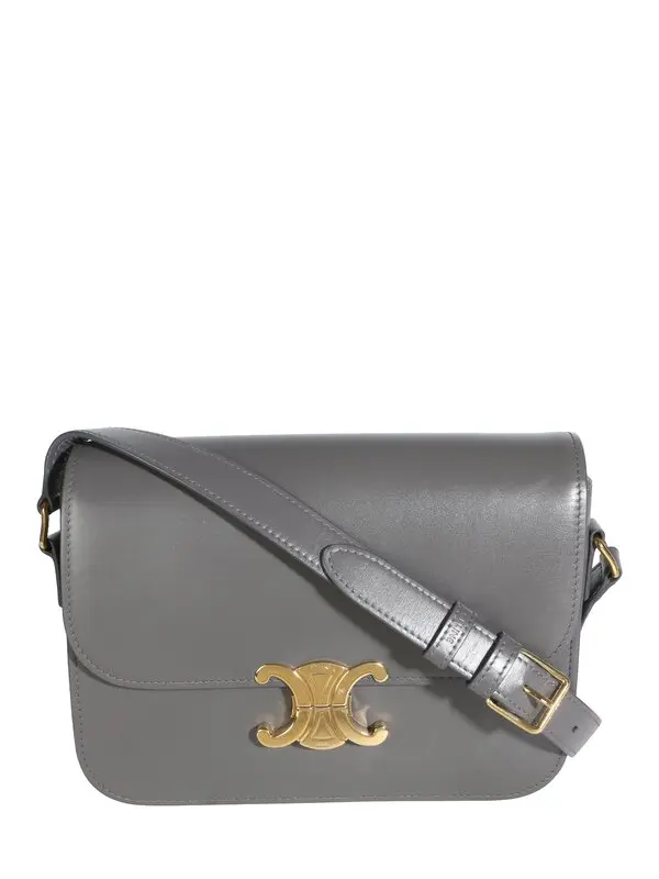 Celine Pebble Smooth Calfskin Teen Triomphe Bag - Gray