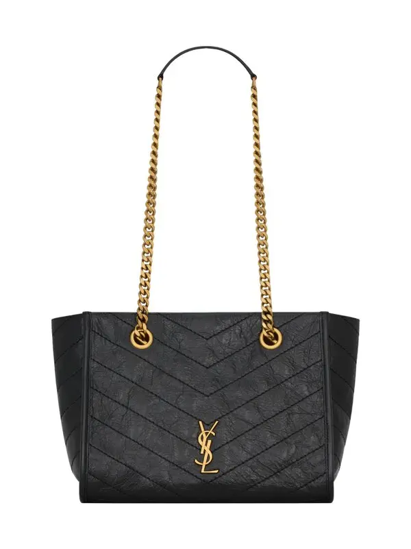 Saint Laurent Niki Small Shopping Bag In Vintage Leather - Black