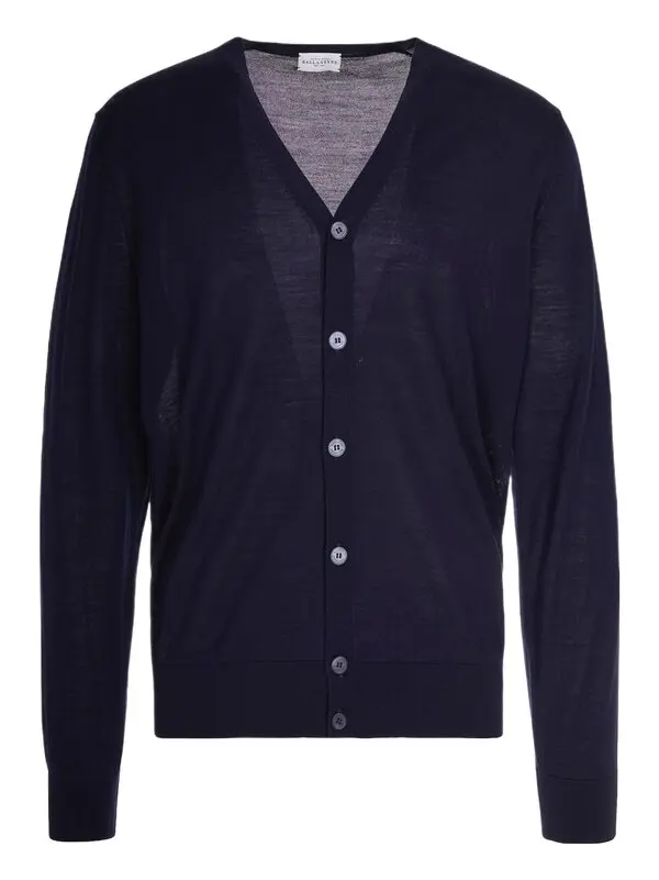 BALLANTYNE V-neck Button-fastening Wool Cardigan - Black