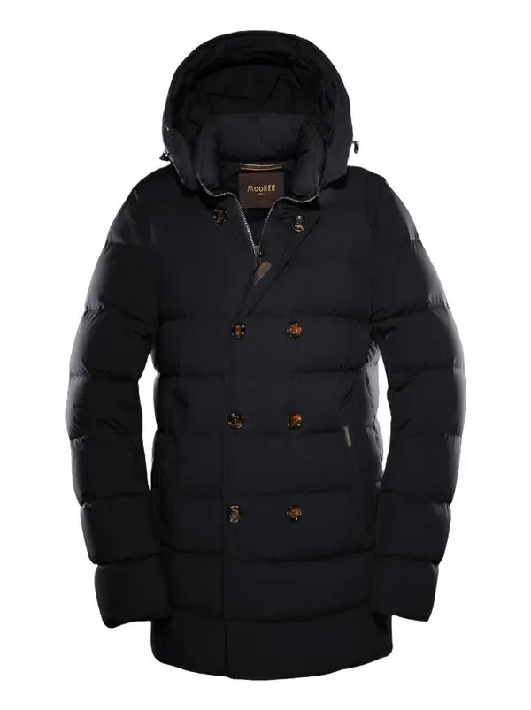 MOORER Quilted Double-breasted Jacket - Black