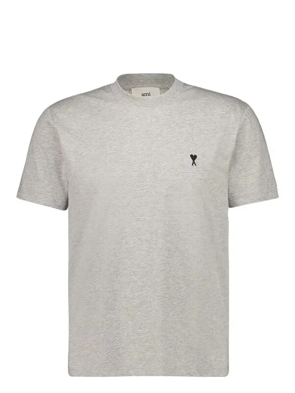 AMI Paris Heather Ash De Coeur Cotton T-shirt - Grey