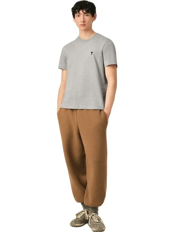AMI Paris Heather Ash De Coeur Cotton T-shirt - Grey