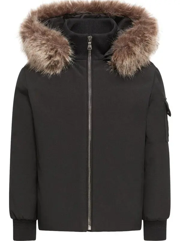 Moncler Martlu Hooded Down Jacket With Detachable Fur Trim - Black