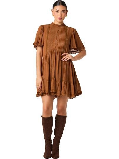 Astr The Label Randi Pintuck Mini Dress - Copper