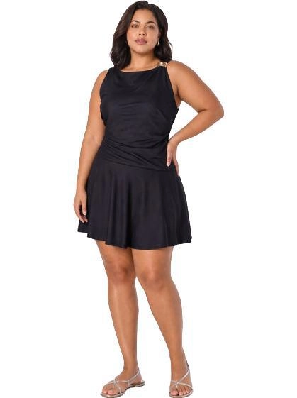 Astr The Label Violet Drop-waist Mini Dress - Plus Size - Navy
