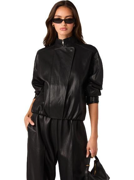 Astr The Label Jett Faux Leather Moto Jacket - Black