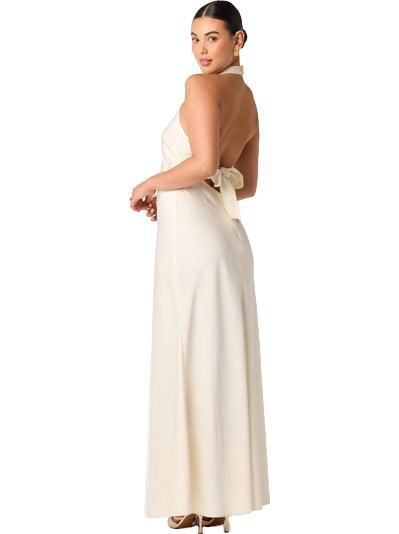 Astr The Label Viridiana Satin Halter Maxi Dress - Ivory