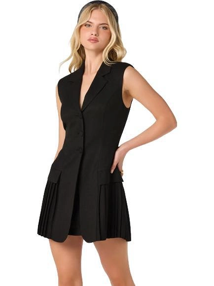 Astr The Label Gianna Sleeveless Blazer Mini Dress - Black