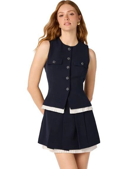 Astr The Label Melian Pleated Mini Skirt - Navy