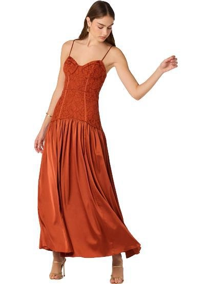 Astr The Label Kaylani Lace Bustier Maxi Dress - Rust
