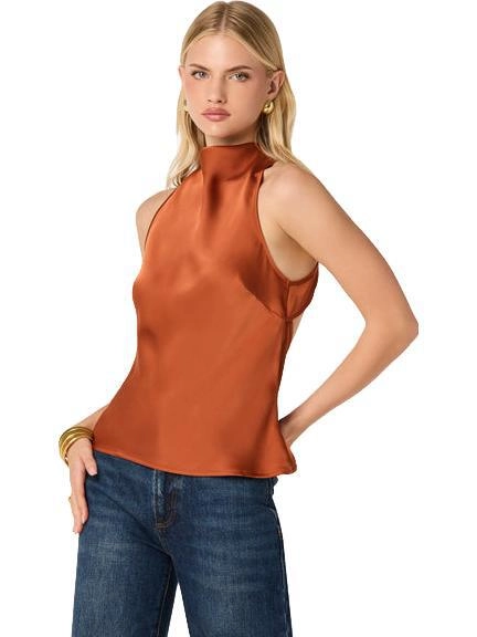 Astr The Label Shyann Cowl-neck Halter Top - Rust