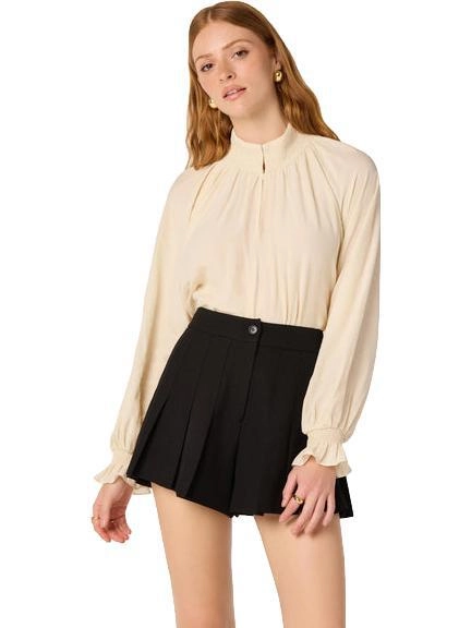 Astr The Label Paola Pleated High-rise Mini Shorts - Black