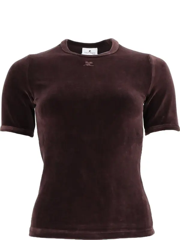 COURREGES T-shirt In Velluto - Brown