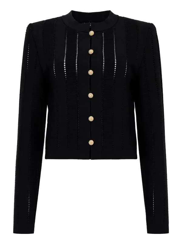 Balmain Cropped Cardigan - Black