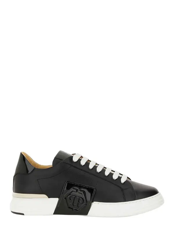 Philipp Plein Logo Leather Sneakers - Black