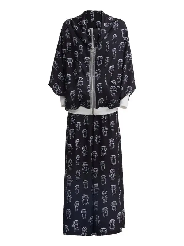 JULIA ALLERT Art Print Bomber Jacket And Wide-leg Palazzo Co-ord Set - Black