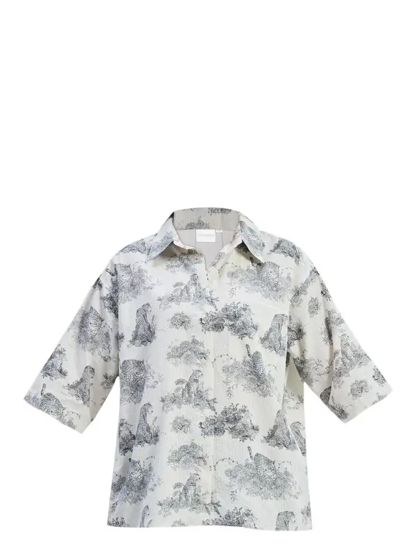 REISTOR Animal Print High-low Shirt - Grey