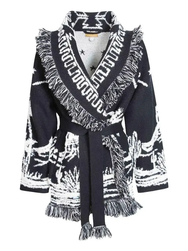 Alanui Canyon Spirit Cashmere Cardigan With Fringe - Black