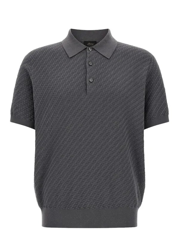 Brioni Cashmere And Cotton Polo Shirt - Grey