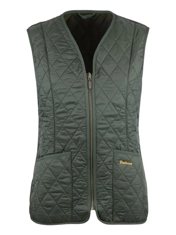Barbour Quilted Zip-up Vest With Logo Detail - Green