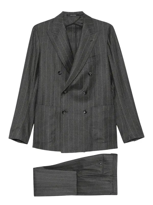 Tagliatore Pinstripe-pattern Double-breasted Suit - Grey
