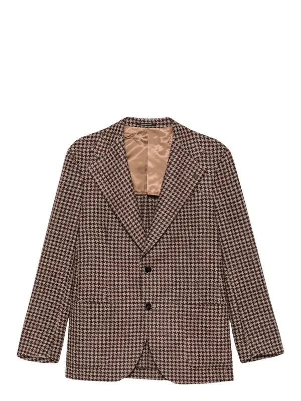 GABRIELE PASINI Houndstooth-pattern Notched-lapels Jacket - Beige