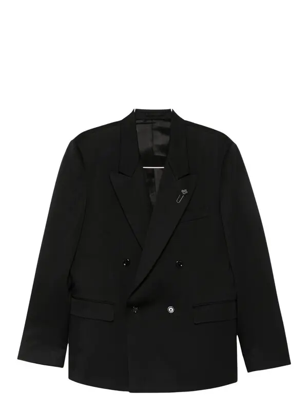 LARDINI Double-breasted Peak-lapel Blazer - Black