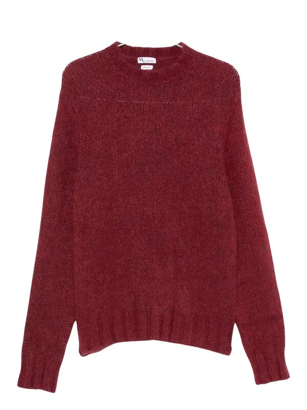 DOPPIAA Ribbed Knit Mock Neck Sweater - Red