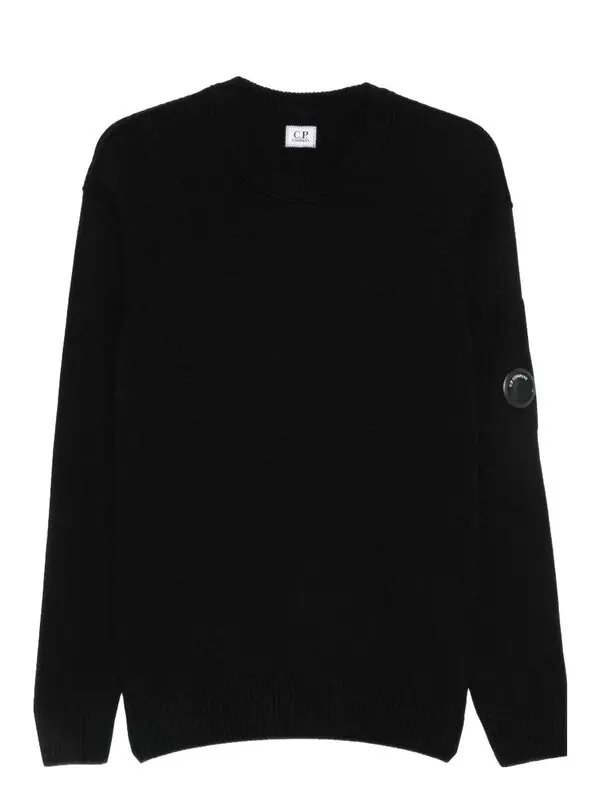 C.P. COMPANY Wool Crewneck Sweater With Goggle Logo - Black