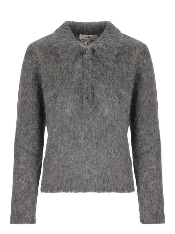 Chloé Wool Polo Shirt - Grey
