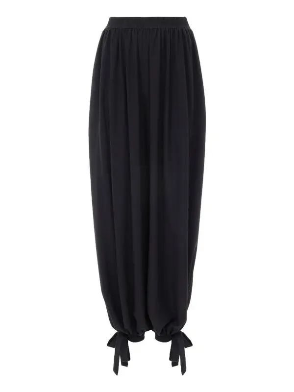 Chloé Silk Trousers With Bow Detail - Black