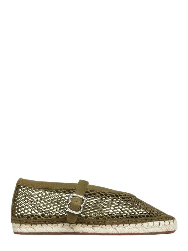 Alaïa Net And Suede Leather Buckled Espadrilles - Green