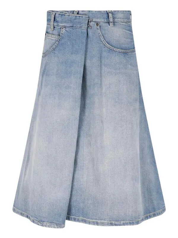 MAISON MARGIELA Denim Wrap Midi Skirt - Blue
