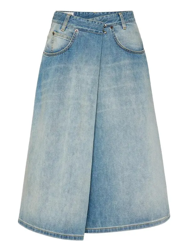 MAISON MARGIELA Asymmetrical Denim Midi Skirt - Denim Blue