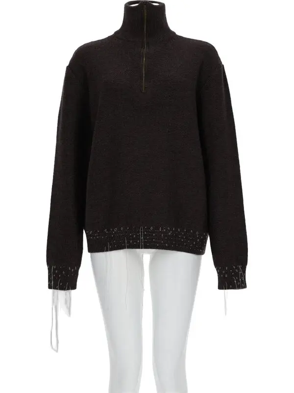 MAISON MARGIELA Wool Blend Half-zip Turtleneck Sweater - Multicolour
