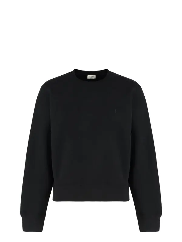 Saint Laurent Crewneck Cotton Sweatshirt - Black