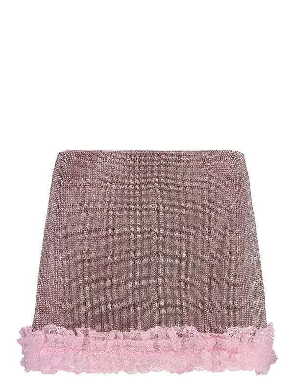 SELF-PORTRAIT X Christopher Kane Embellished Mini Skirt With Lace Trimming - Pink